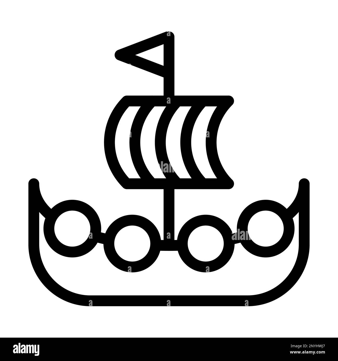 Viking Ship Thick Line Icon Stock Photo - Alamy