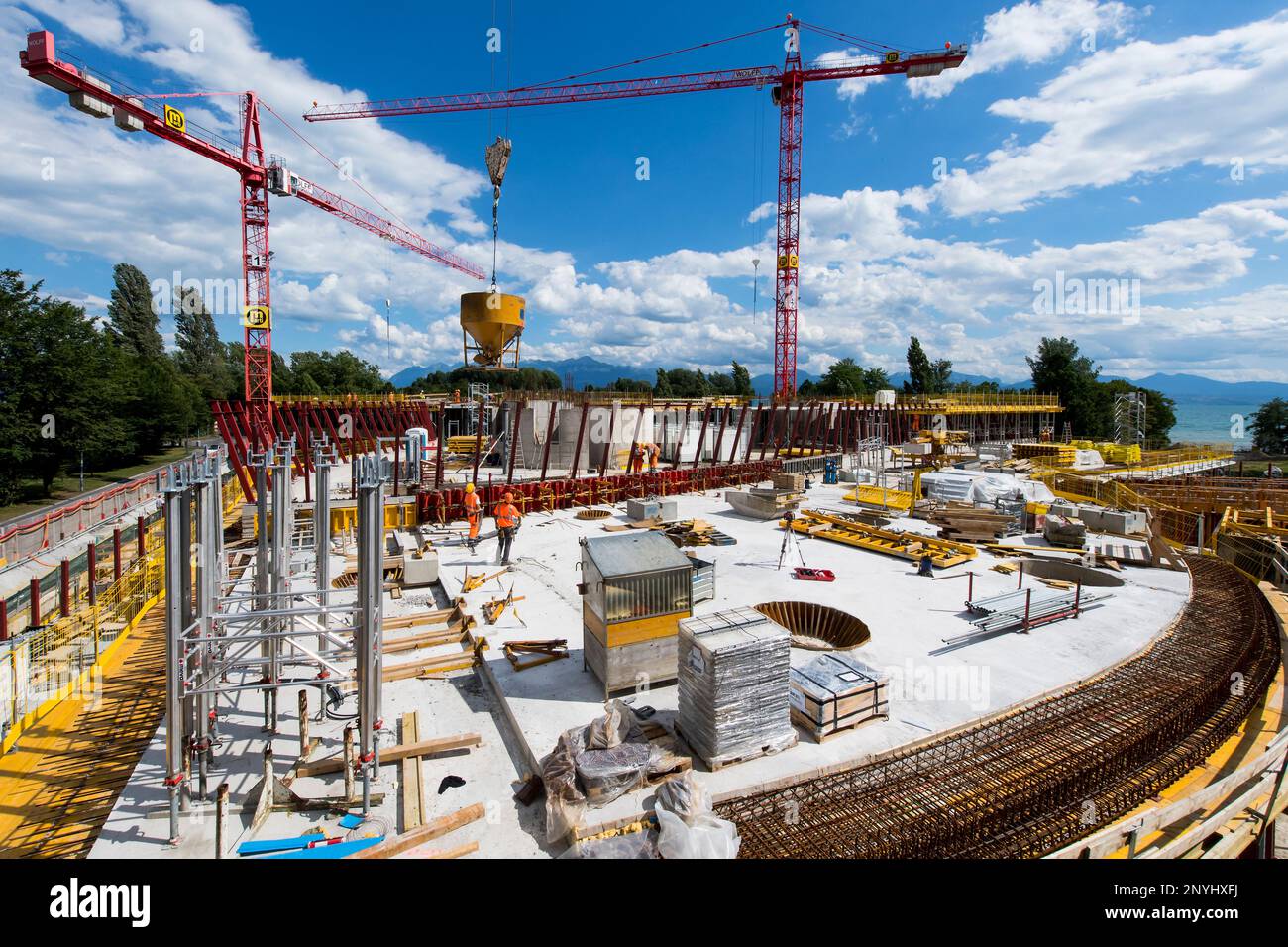 The construction site of the new headquarters of the International ...