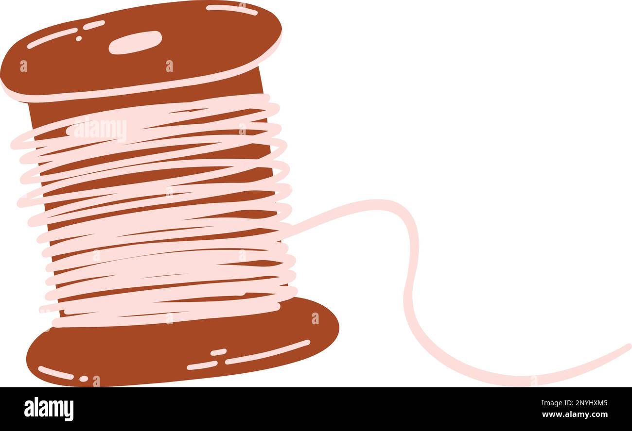Spool of thread in cartoon flat style. Hand drawn vector illustration ...