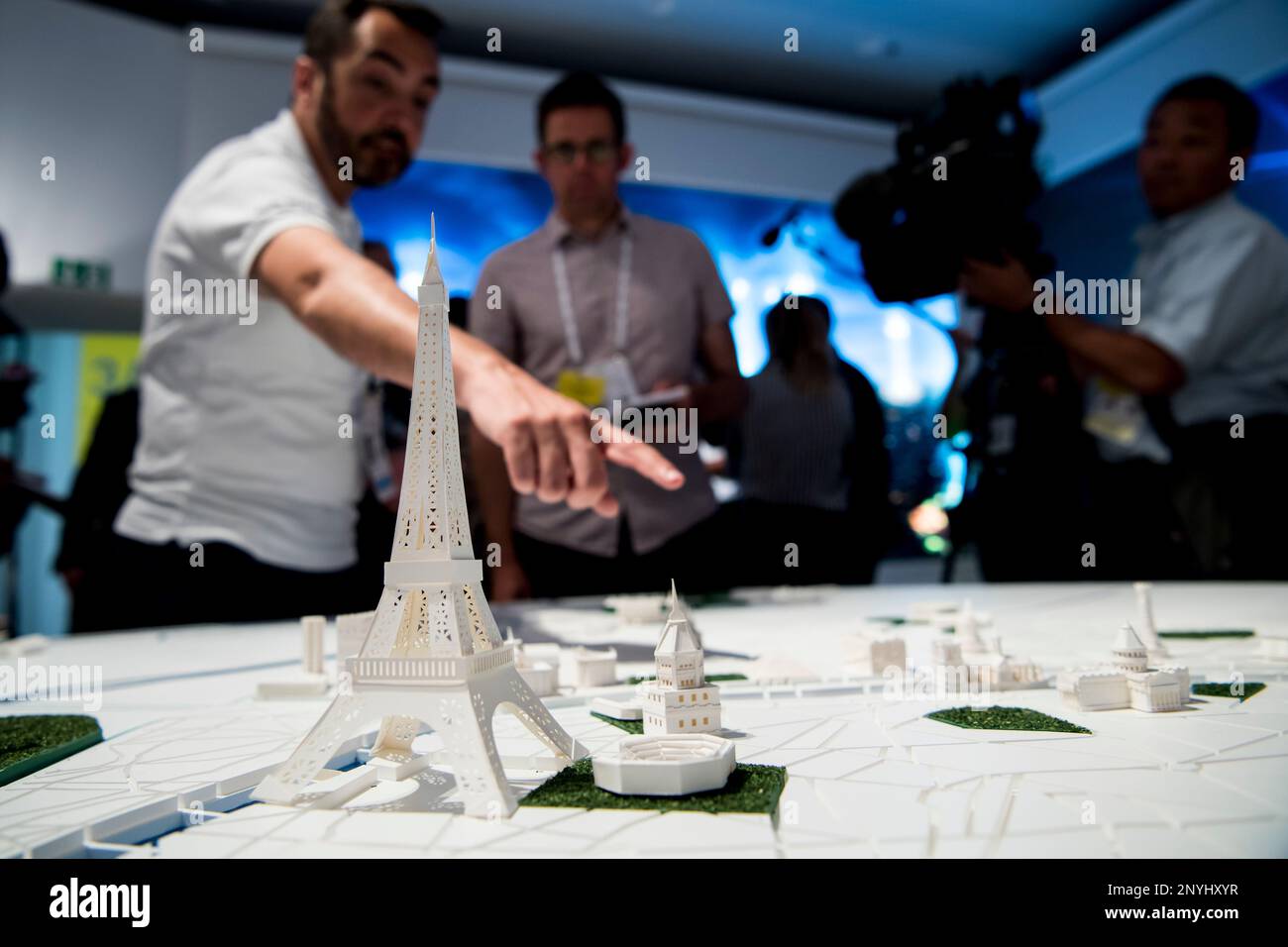 The model of the aera of Paris 2024 with the Eiffel Tower is pictured ...