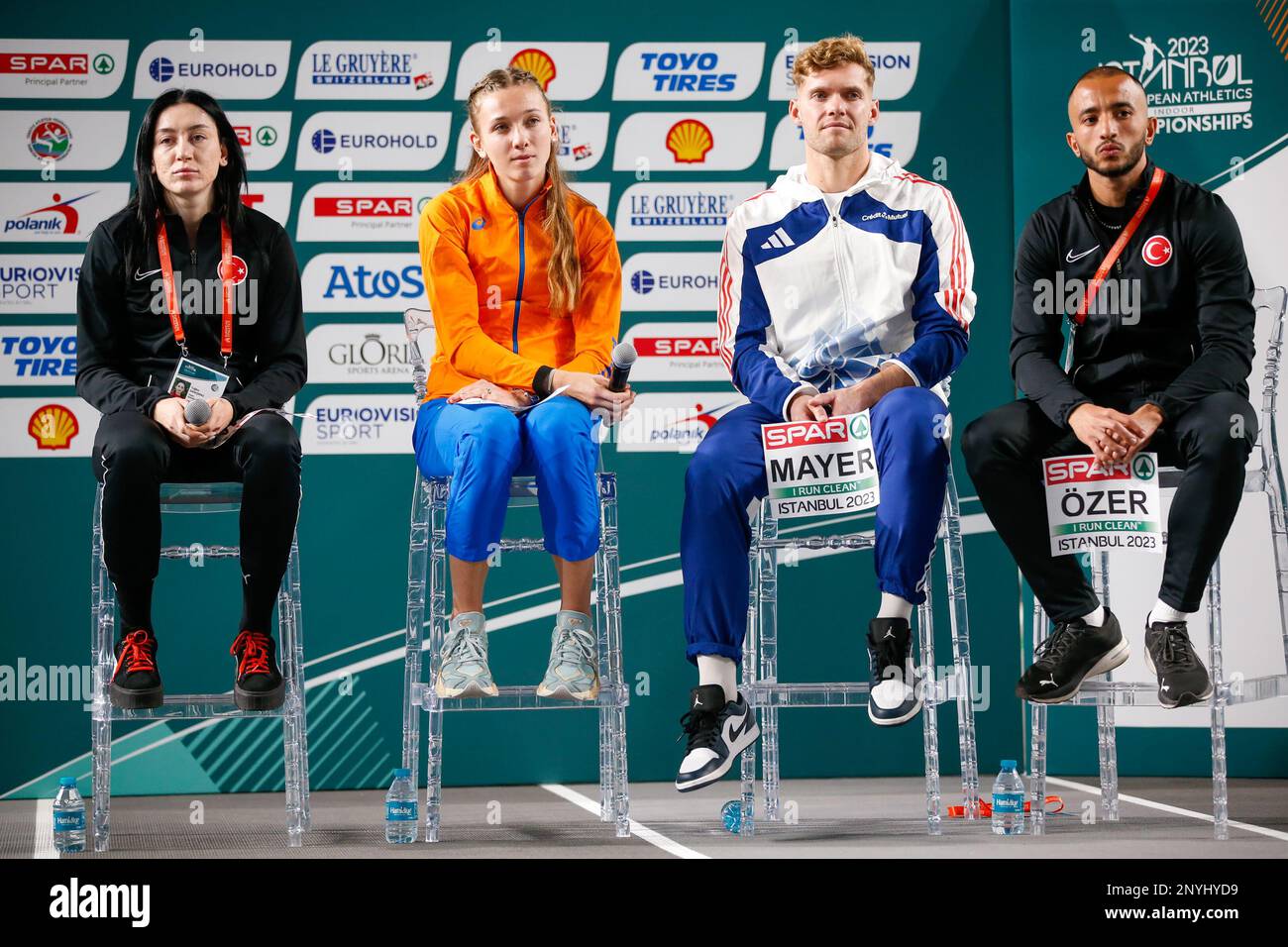 Femke bol of the netherlands and kevin mayer of france hi-res stock ...