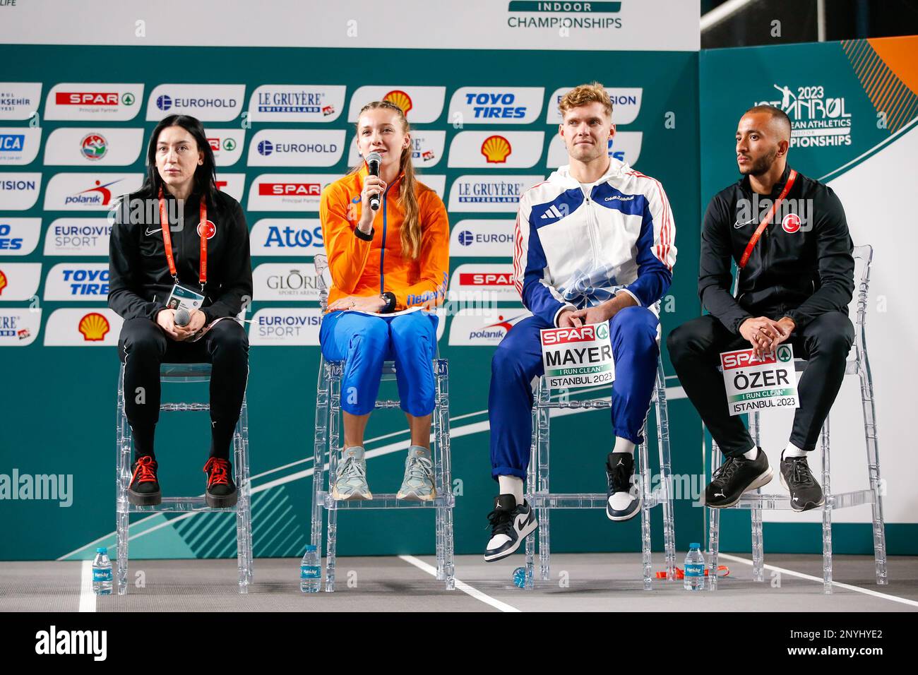 Femke bol of the netherlands and kevin mayer of france hi-res stock ...