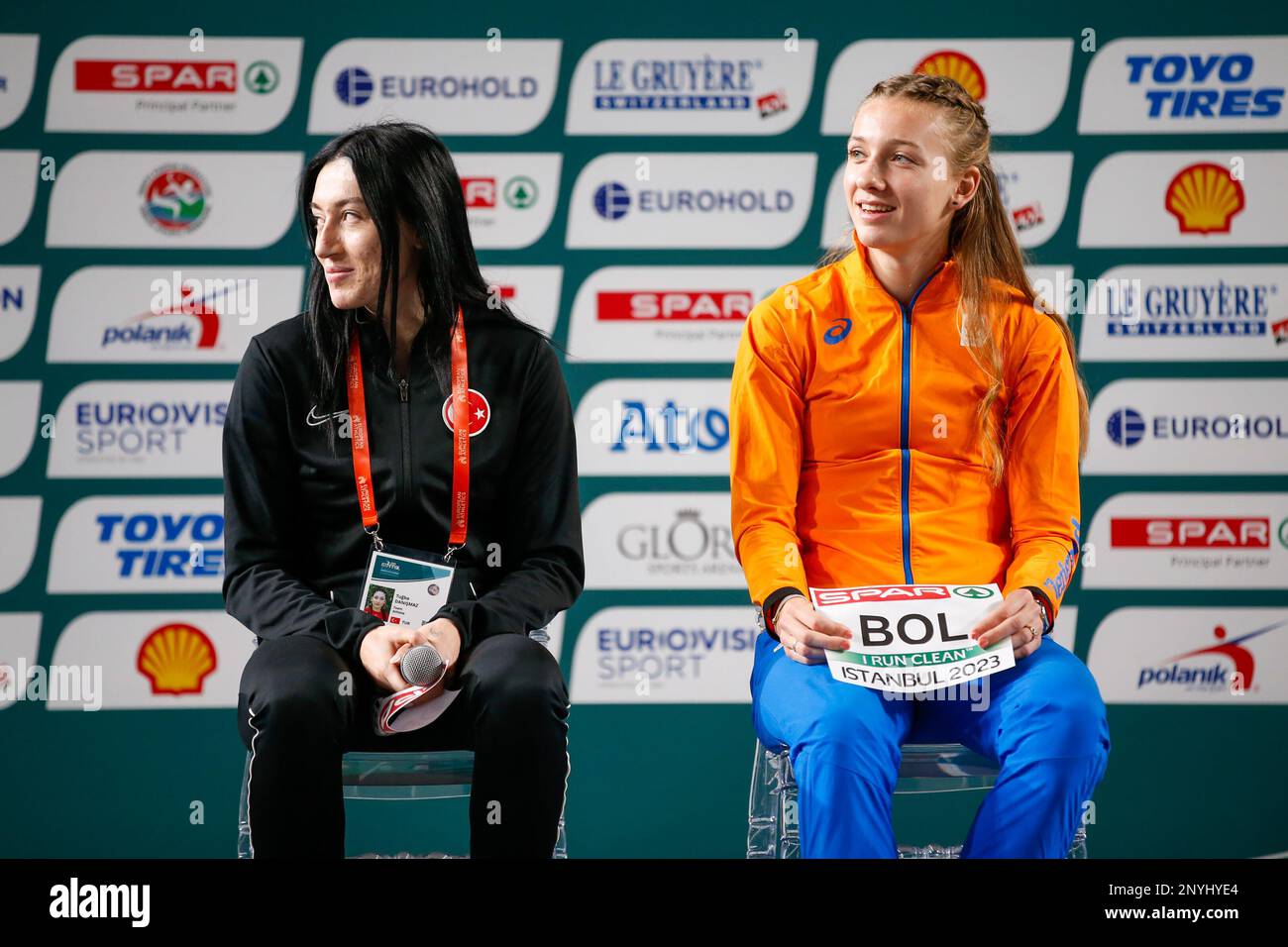 ISTANBUL, TURKEY - MARCH 2: Tugba Danismaz of Turkey, Femke Bol of the ...