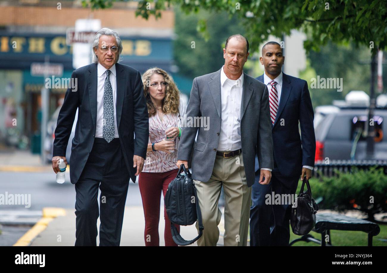 Attorney Tom Kline, left, and Evelyn and James Piazza, third from left ...