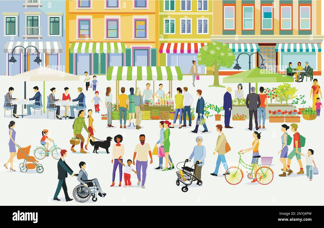 People walking in alley Stock Vector Images - Alamy