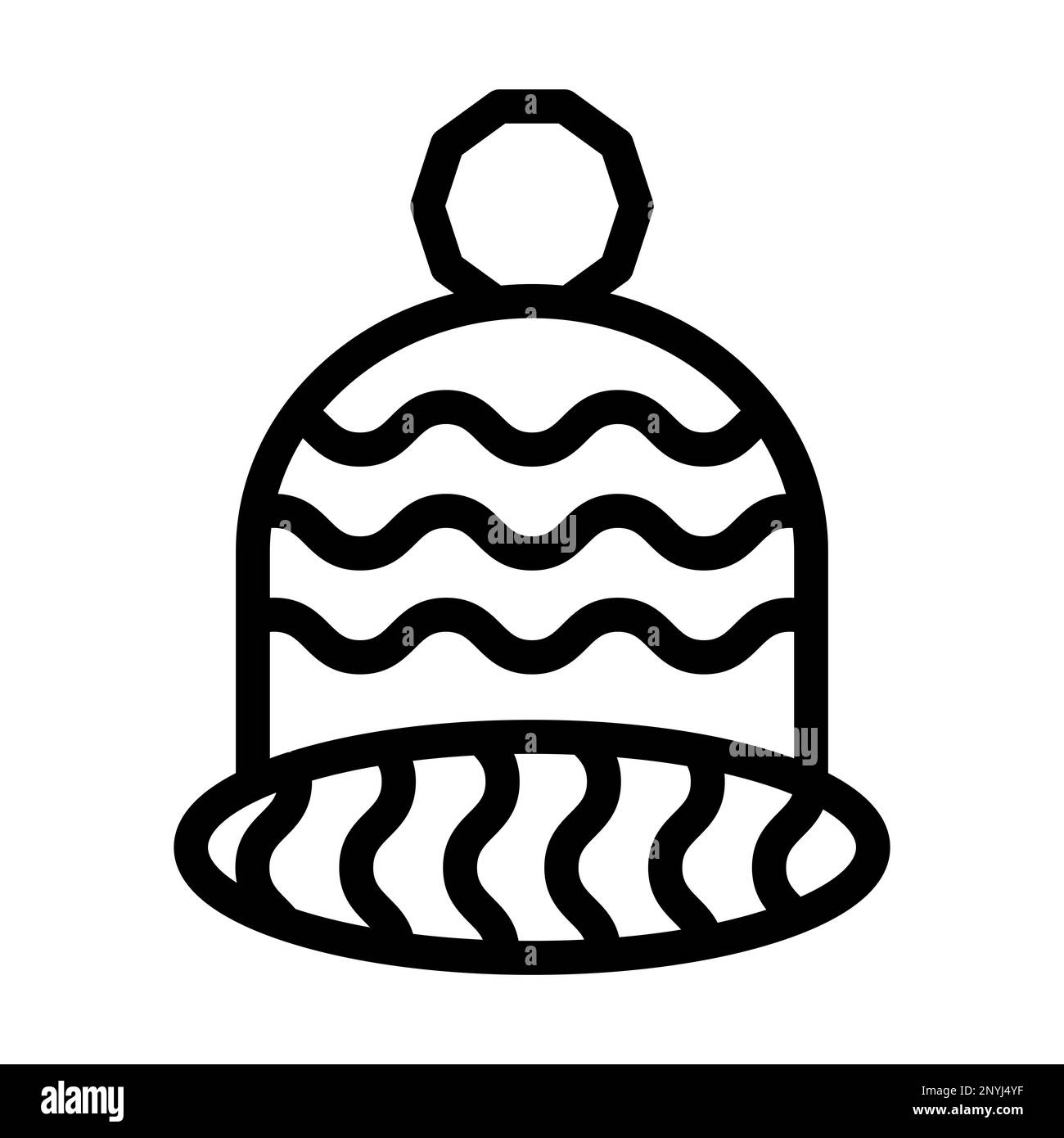 Knit Hat Thick Line Icon Stock Photo - Alamy