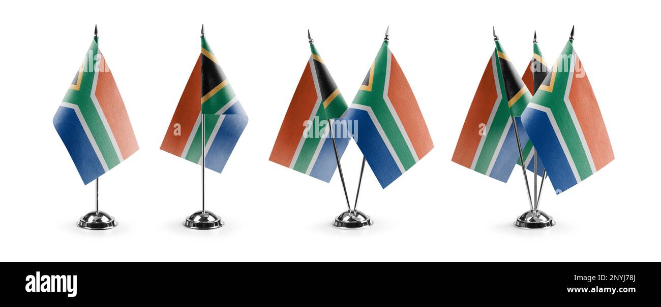 Small national flags of the South Africa on a white background Stock ...