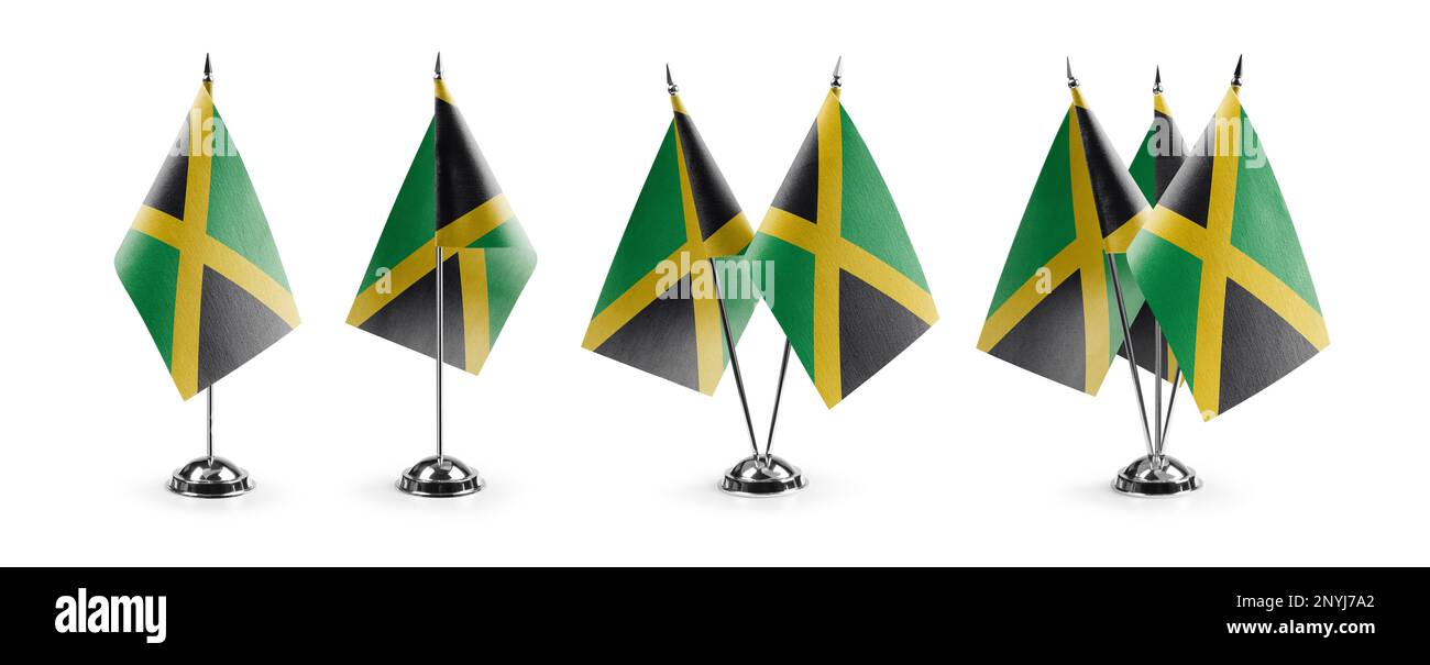 Small national flags of the Jamaica on a white background Stock Photo ...