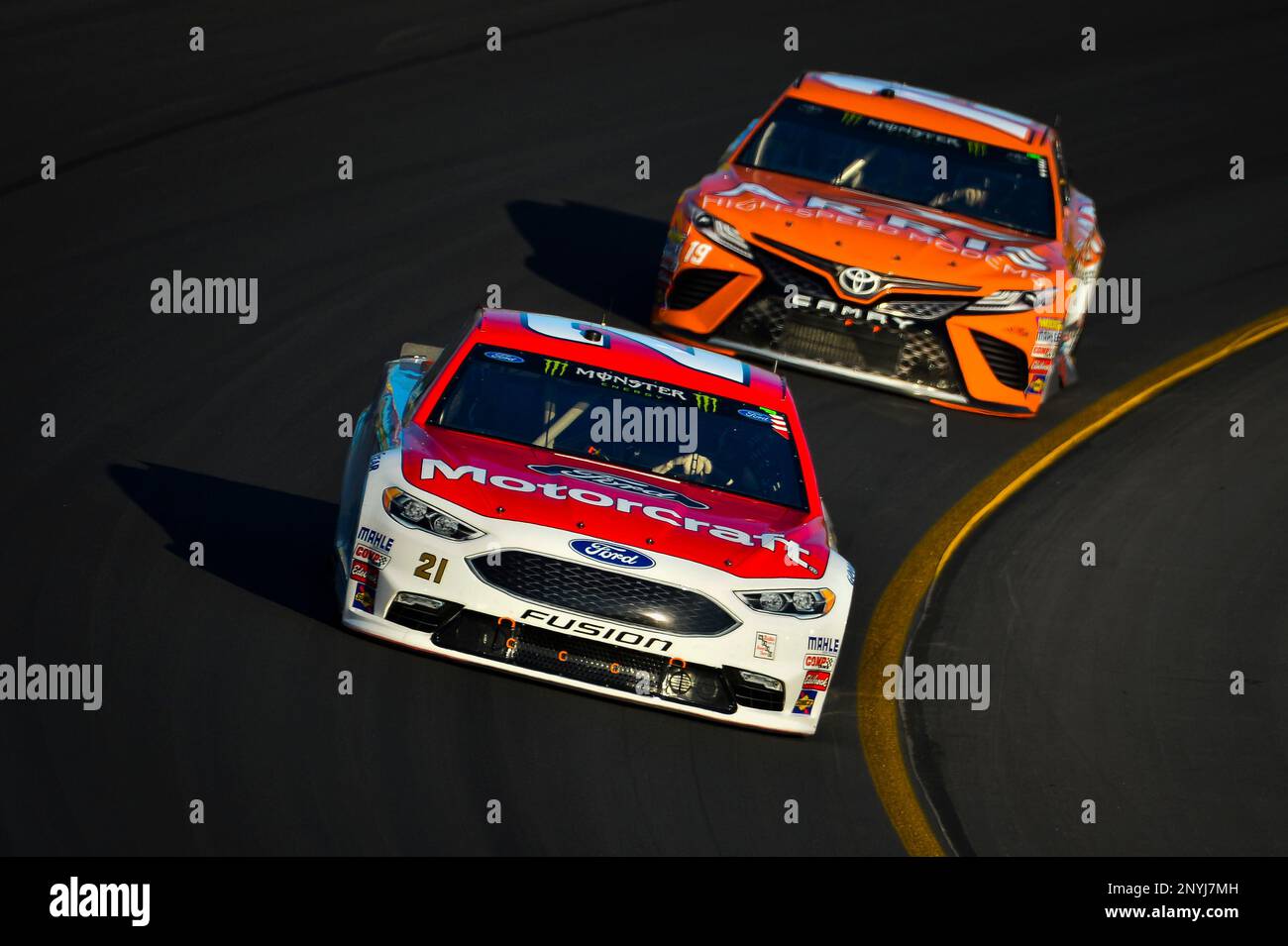 Ryan Blaney (21) and Daniel Suarez (19) during the NASCAR Quaker State ...