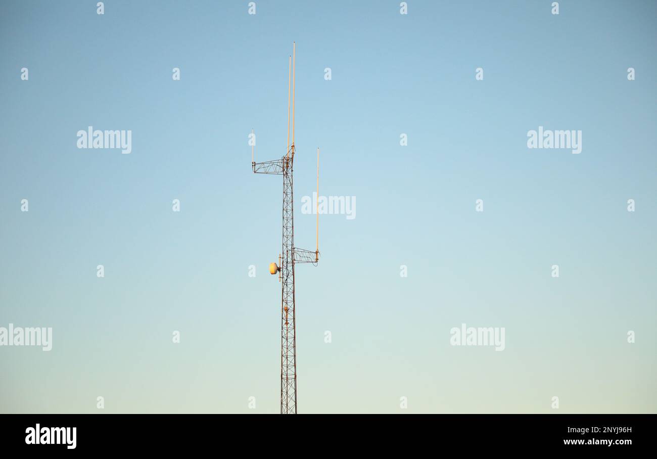 Cell phone tower in the sky showing 4g 5g telecommunication satellite showing wireless signal ...