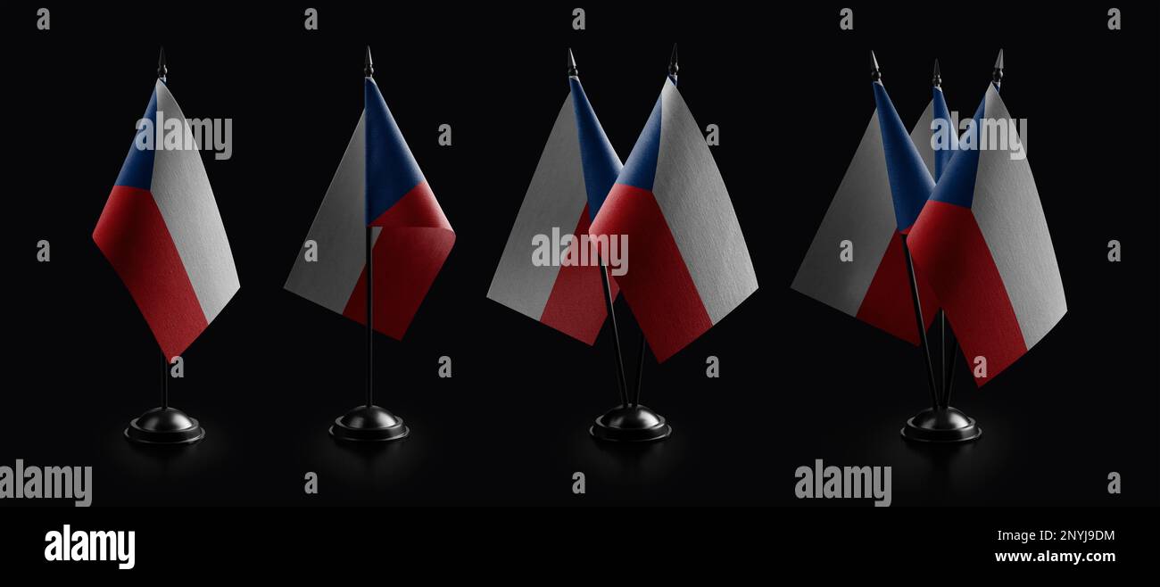 Small national flags of the Czechia on a black background Stock Photo ...