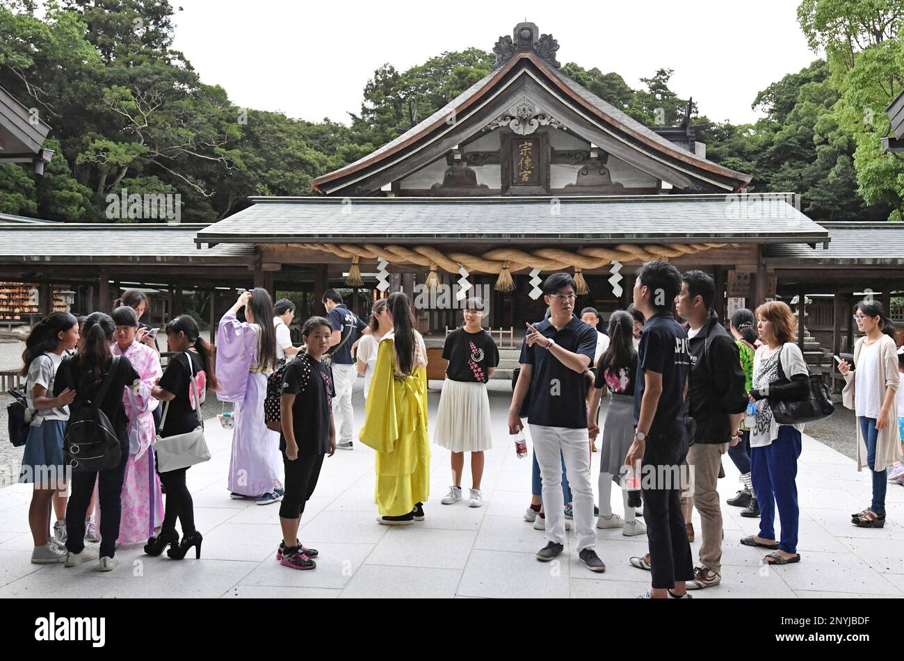 This photo shows Munakata Taisha shrine Hetsumiya in Munakata, Fukuoka ...