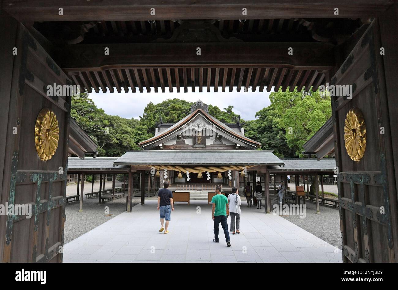 This photo shows Munakata Taisha shrine Hetsumiya in Munakata, Fukuoka ...