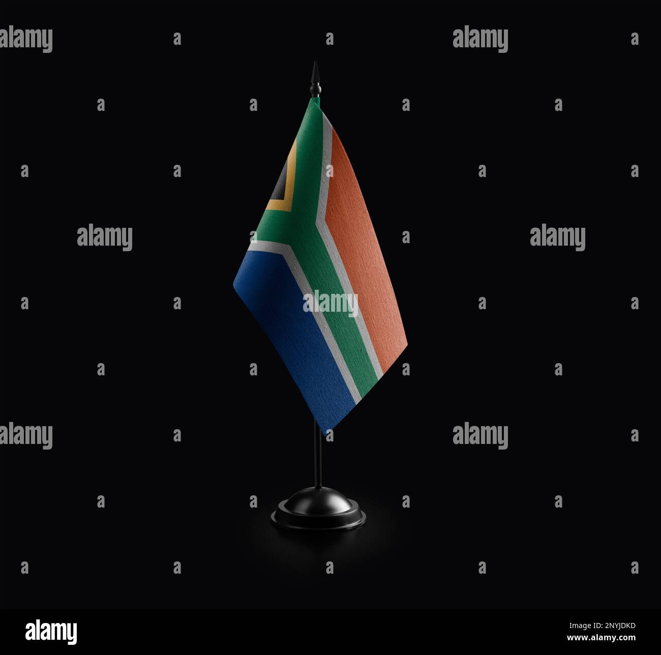 Small national flag of the South Africa on a black background Stock ...