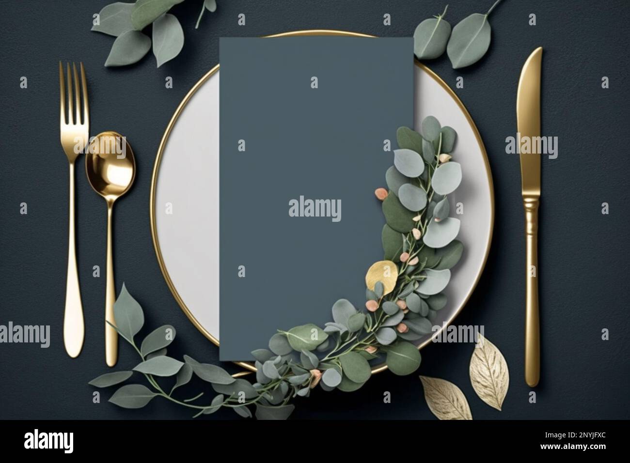 Vertical menu card mockup with festive wedding or birthday table Stock ...