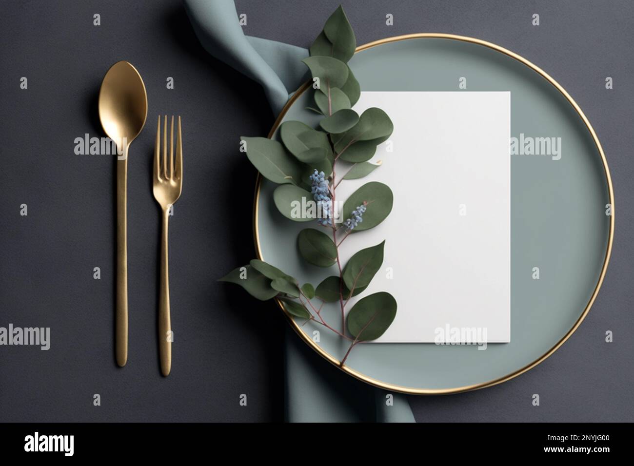 Vertical menu card mockup with festive wedding or birthday table Stock ...