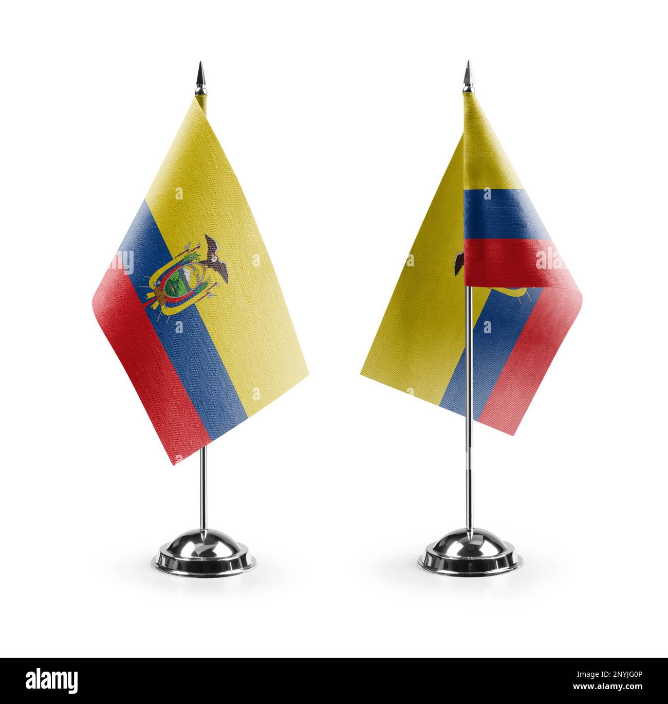 Small national flags of the Ecuador on a white background Stock Photo ...