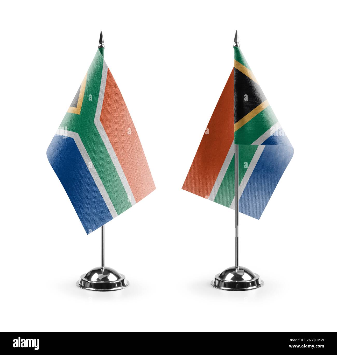 Small national flags of the South Africa on a white background Stock ...