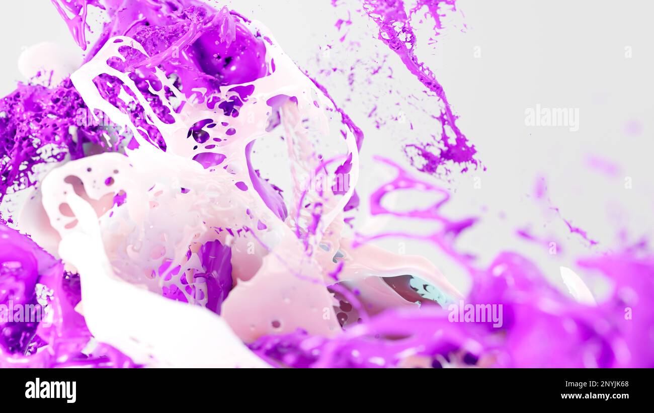 3D render, Colour liquids Splash, Abstract fluid background Stock Photo ...