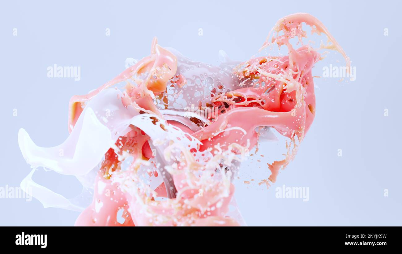 3D render, Colour liquids Splash, Abstract fluid background Stock Photo ...