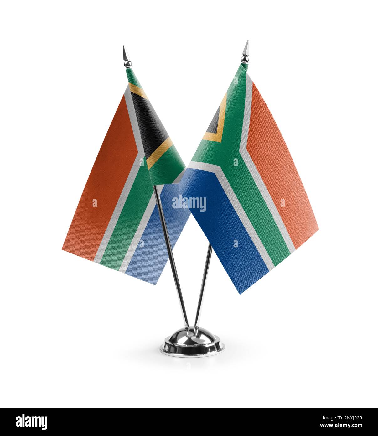 Small national flags of the South Africa on a white background Stock ...