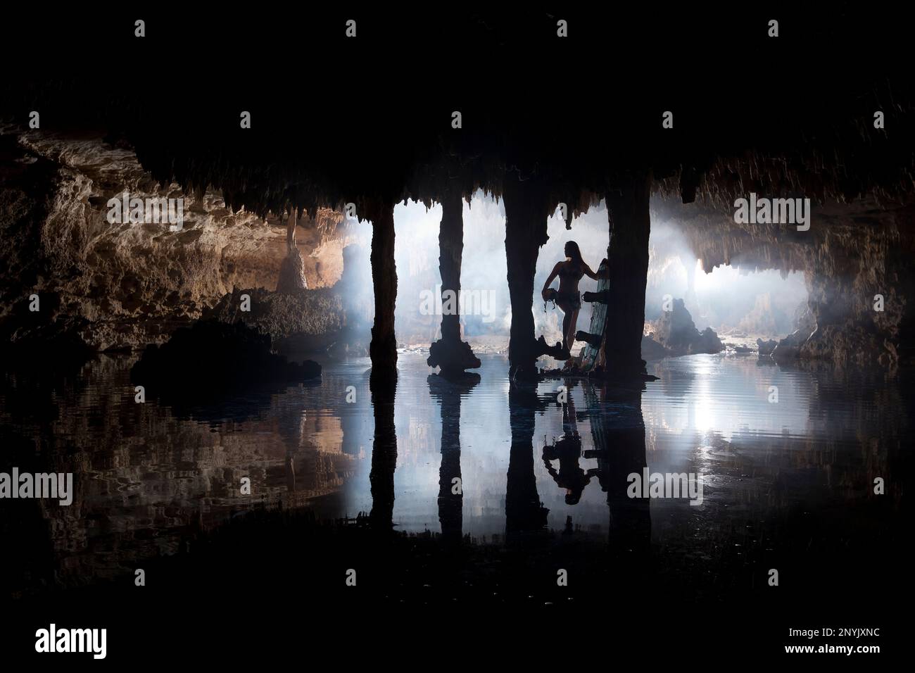 Larisa Morales poses for a portrait deep into the cave of light, the ...