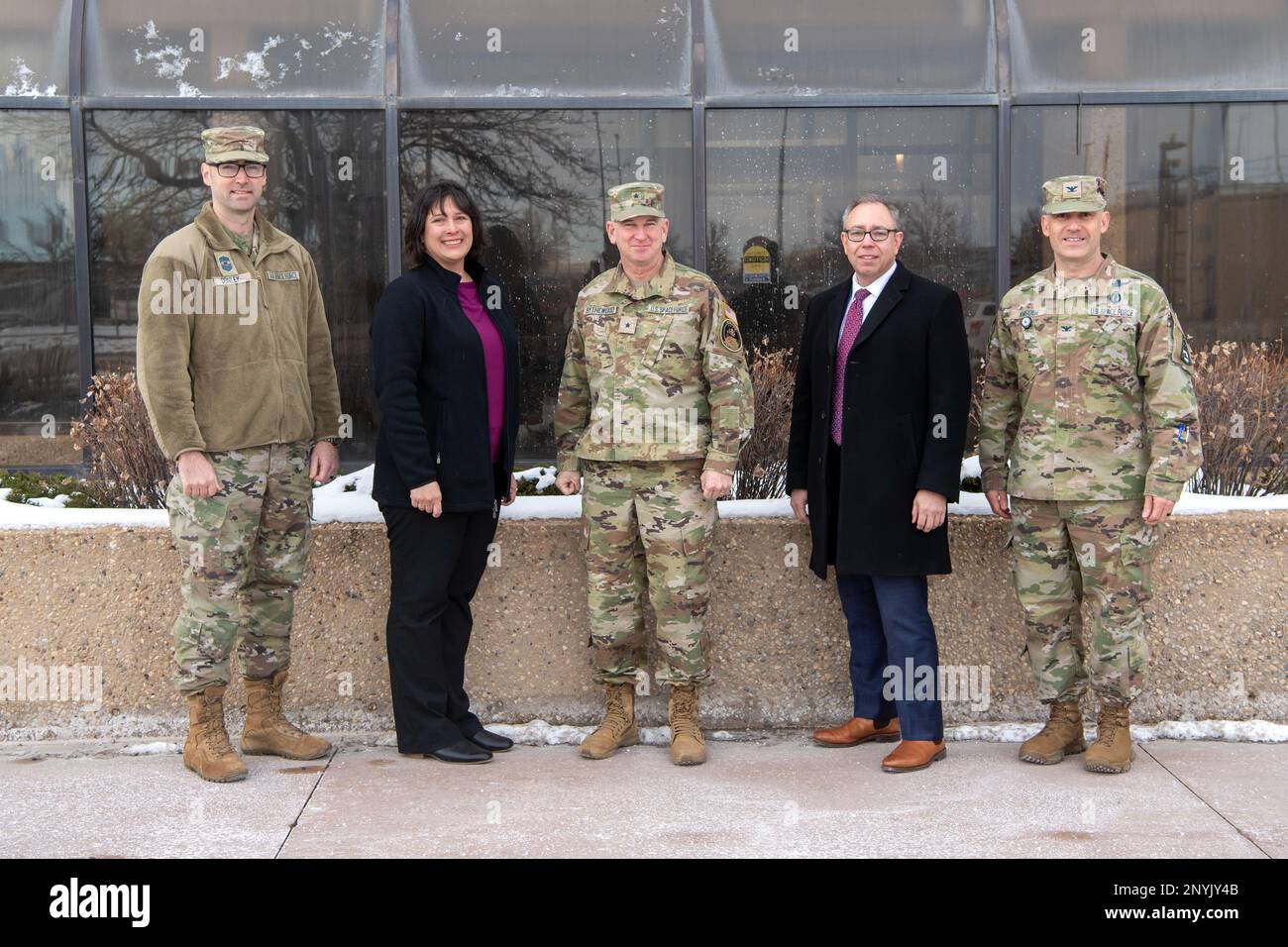 From left, U.S. Space Force Chief Master Sgt. Jeramey Conley, command ...