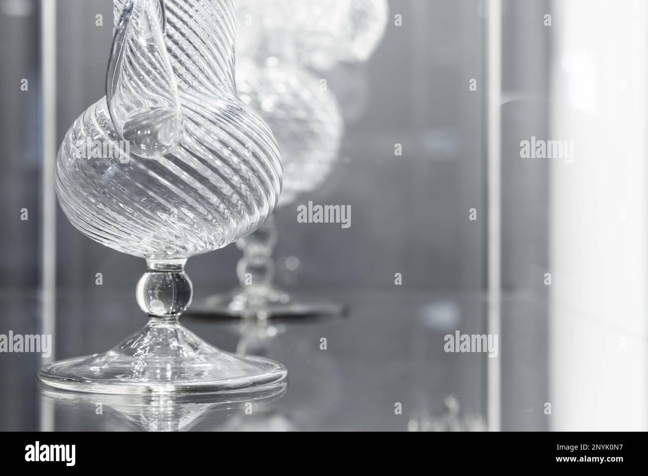 Abstract glass installation, fragments of transparent empty vases Stock ...