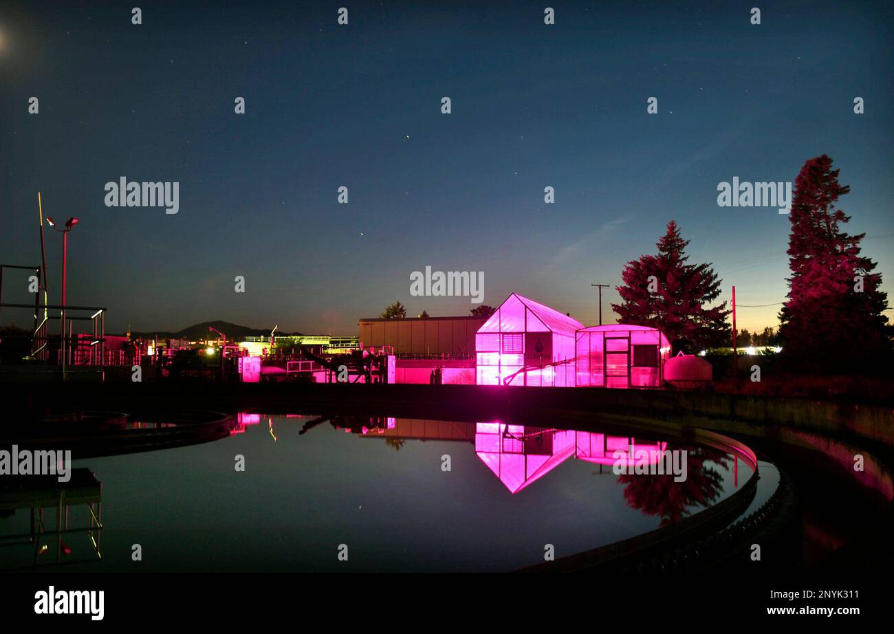In a June 29, 2017 photo, The Clearas Water Recovery greenhouse glows ...