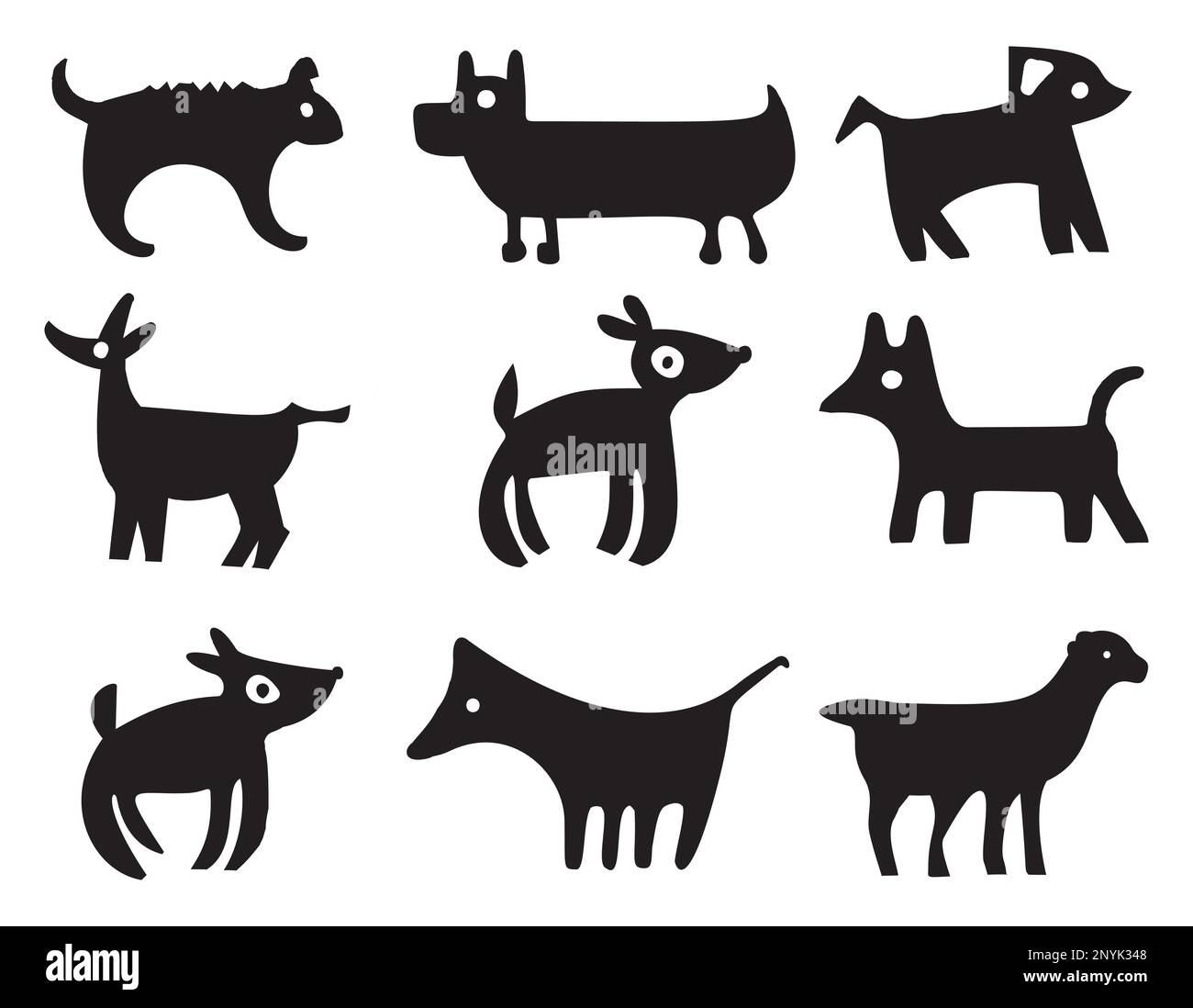 Set of vector dog motifs for cute kids illustration. Garden puppy pet ...
