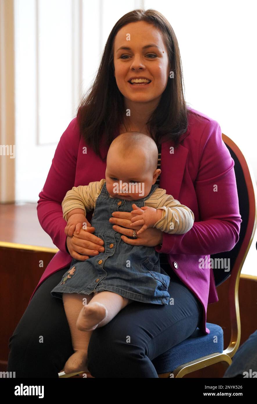 SNP leadership candidate Kate Forbes and her daughter Naomi during a ...