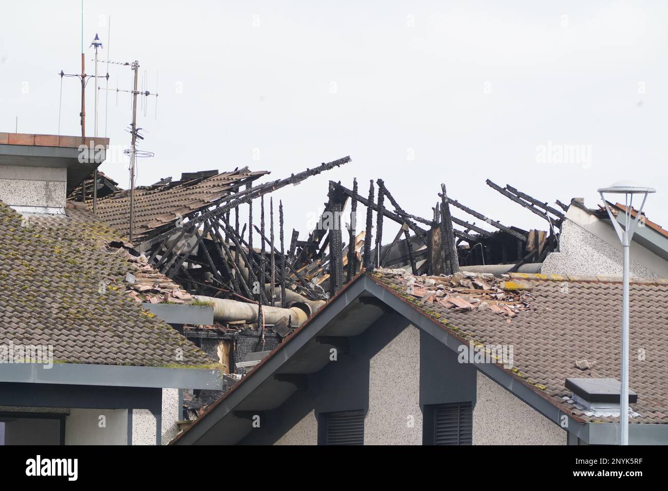 Damage to the roof at Wexford General Hospital after a fire forced an ...