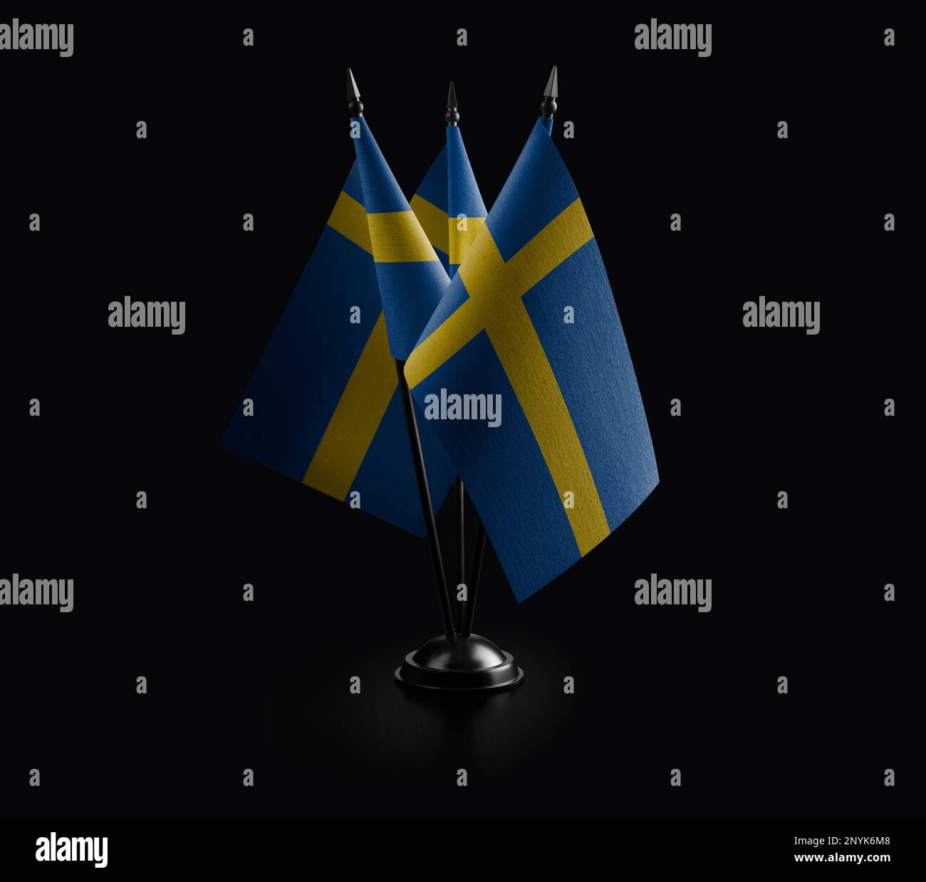 Small national flags of the Sweden on a black background Stock Photo ...