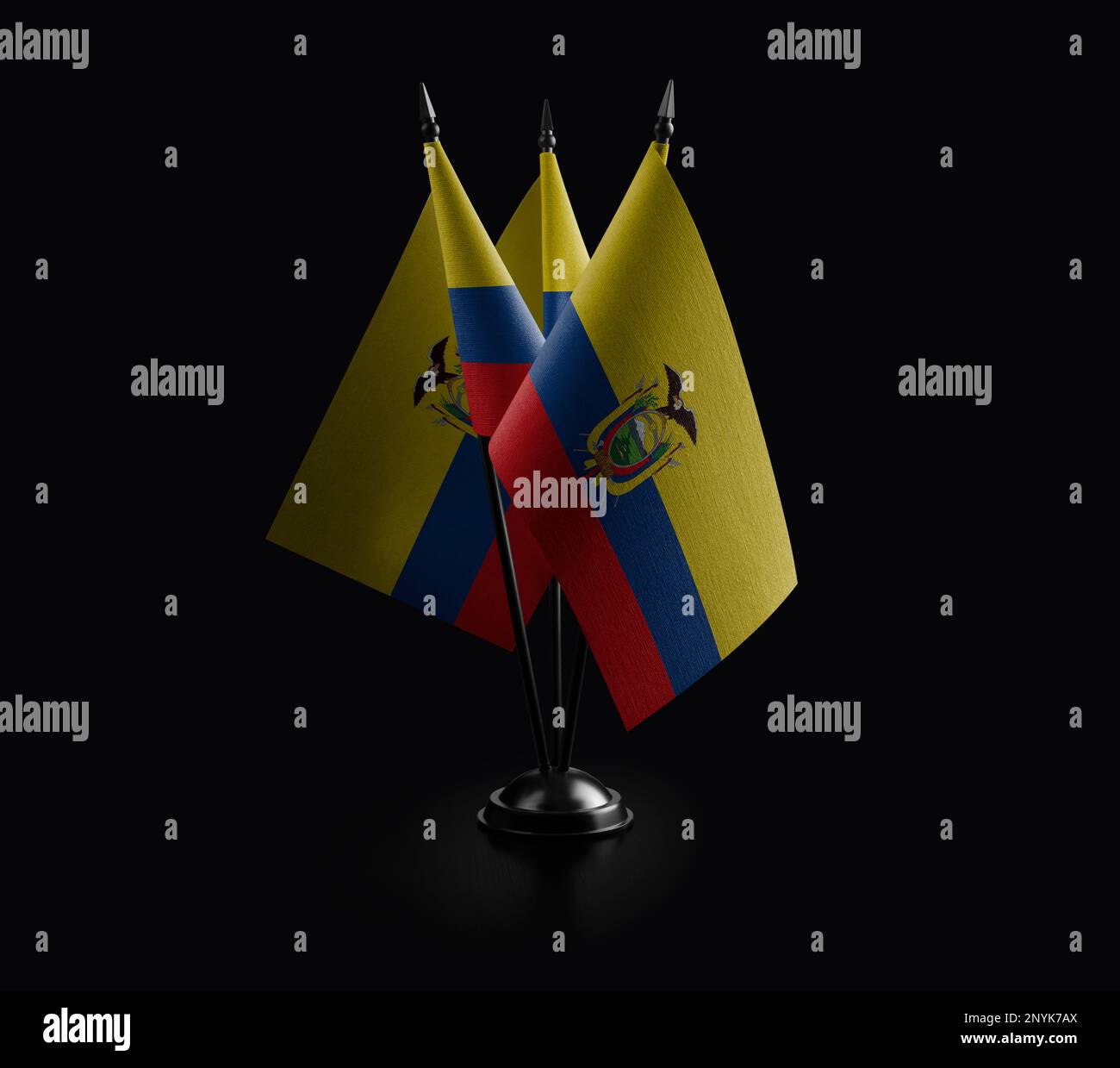 Small national flags of the Ecuador on a black background Stock Photo ...