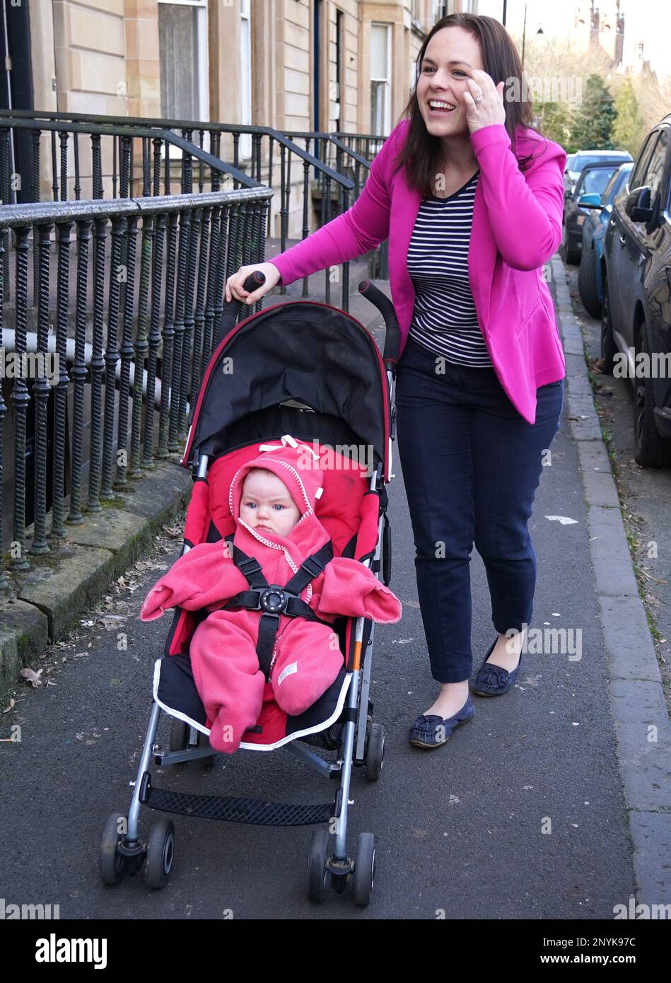 SNP leadership candidate Kate Forbes and her daughter Naomi during a ...