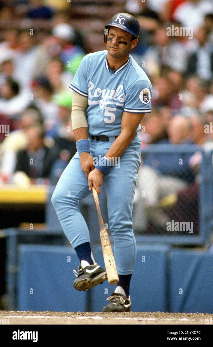 Kansas City Royals first baseman George Brett is seen in action circa ...