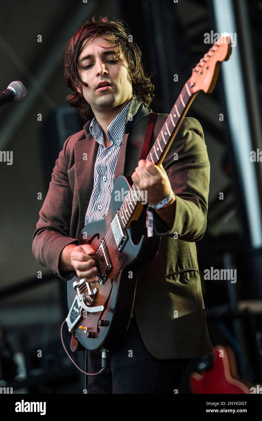 Alex Fischel of Spoon performs during the Forecastle Music Festival at ...