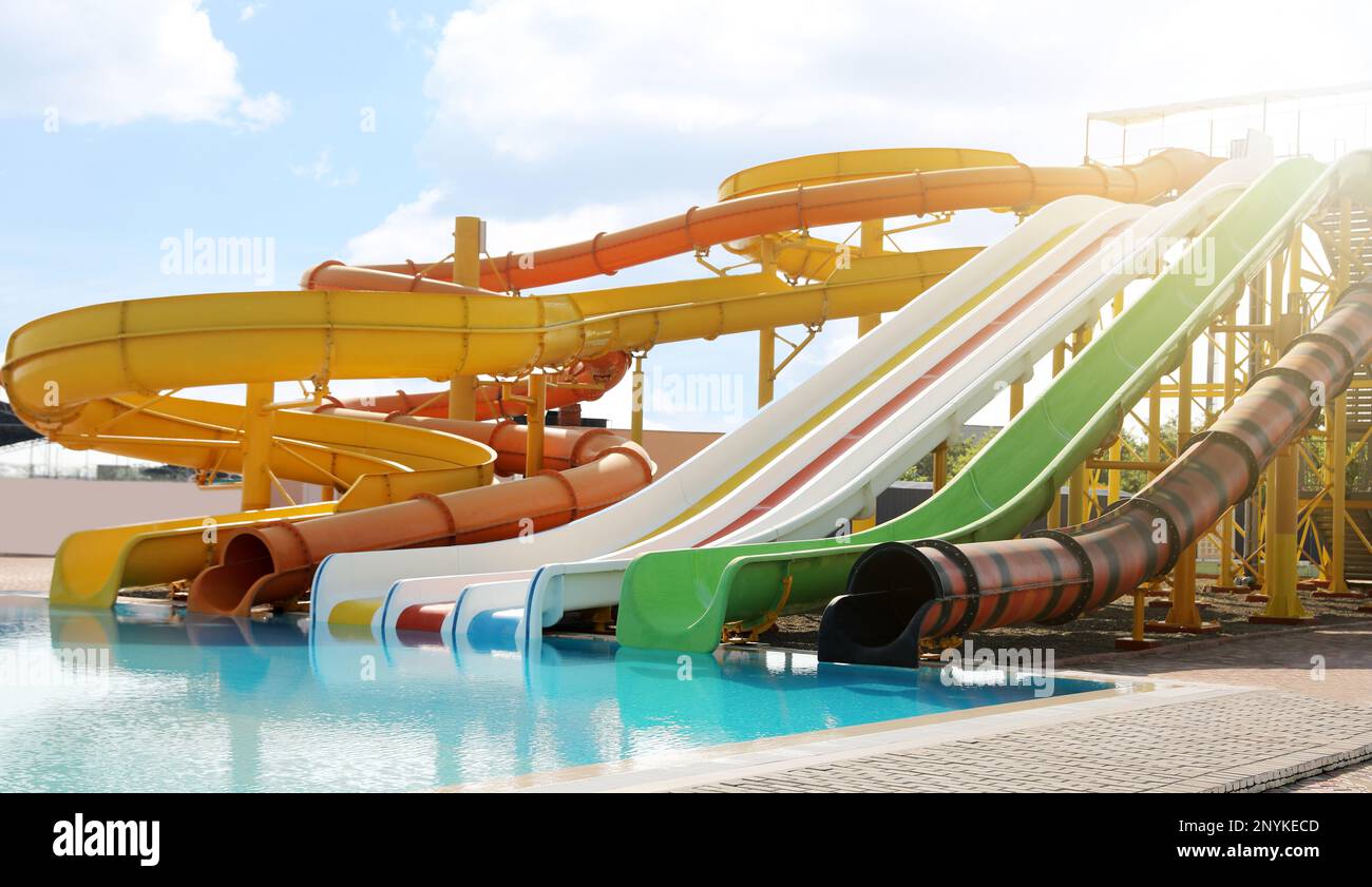 Waterpark slides swimming pool hi-res stock photography and images - Alamy