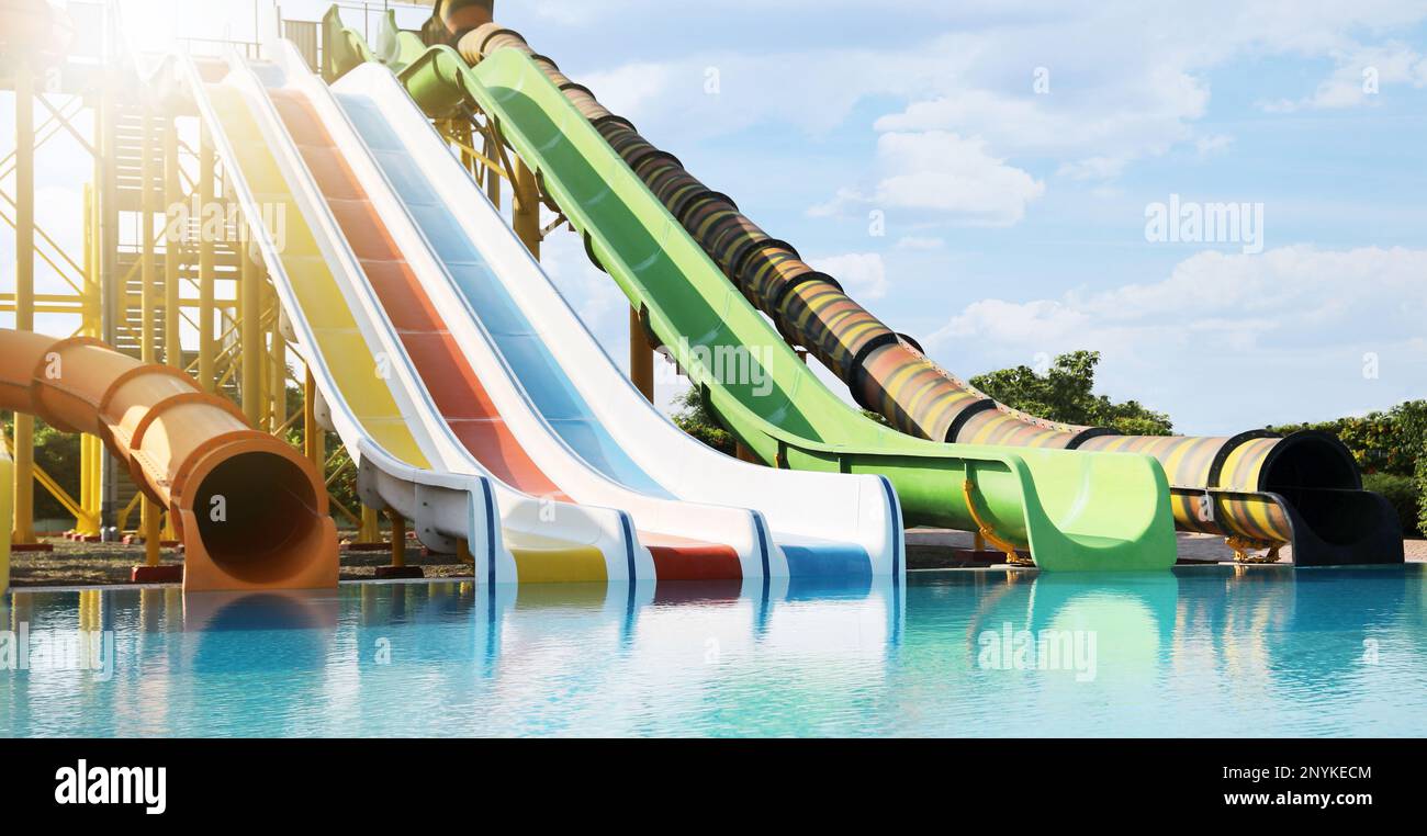 Waterpark slides swimming pool hi-res stock photography and images - Alamy