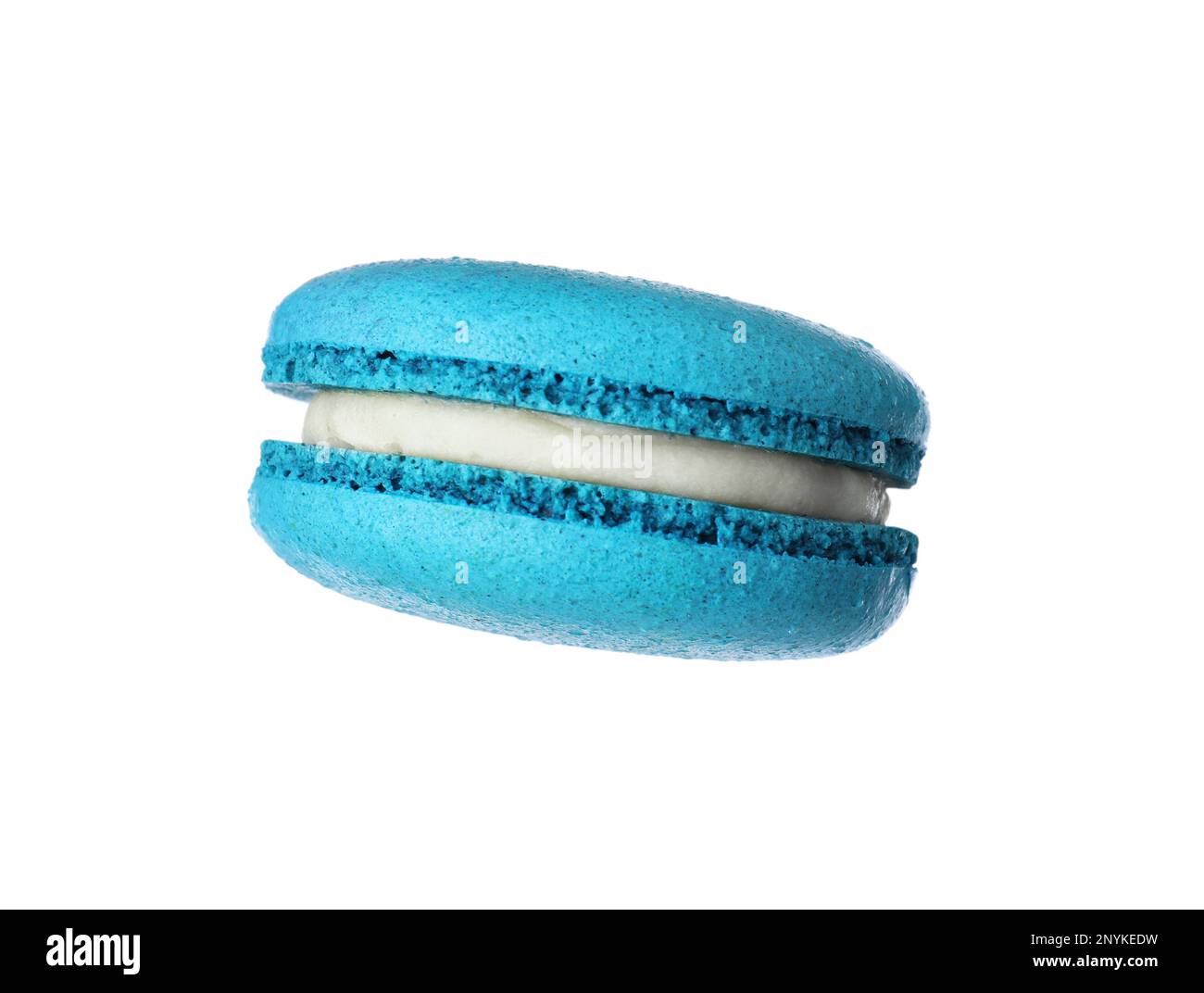Delicious fresh blue macaron isolated on white Stock Photo - Alamy