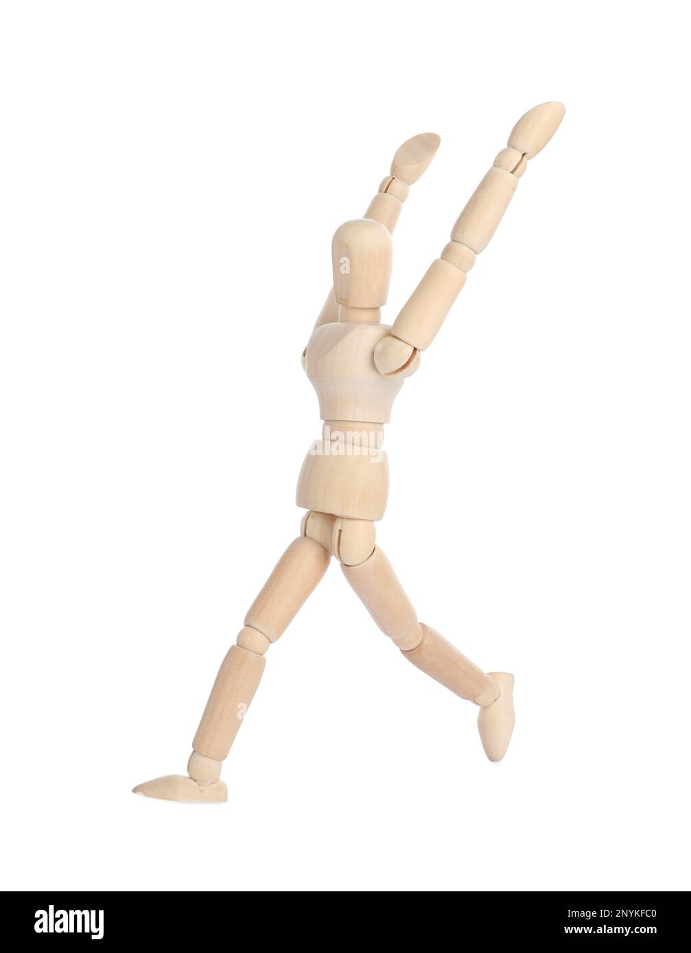 Wooden human model on white background. Mini mannequin Stock Photo - Alamy