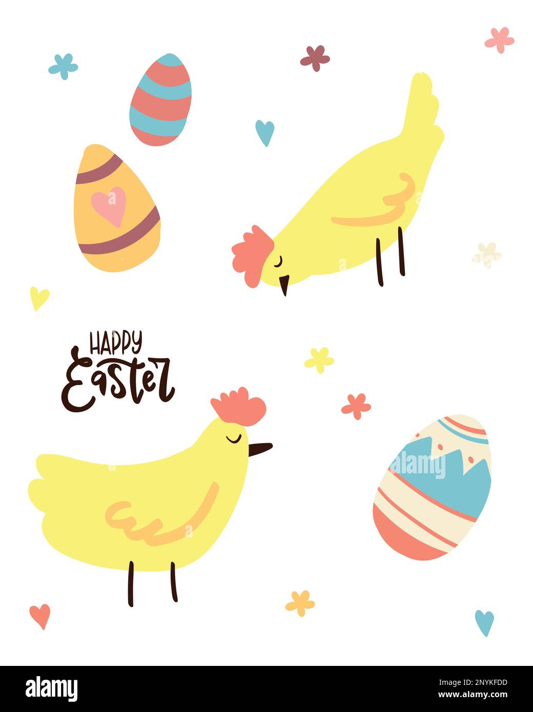 Easter composition cute chicken Stock Vector Images - Alamy
