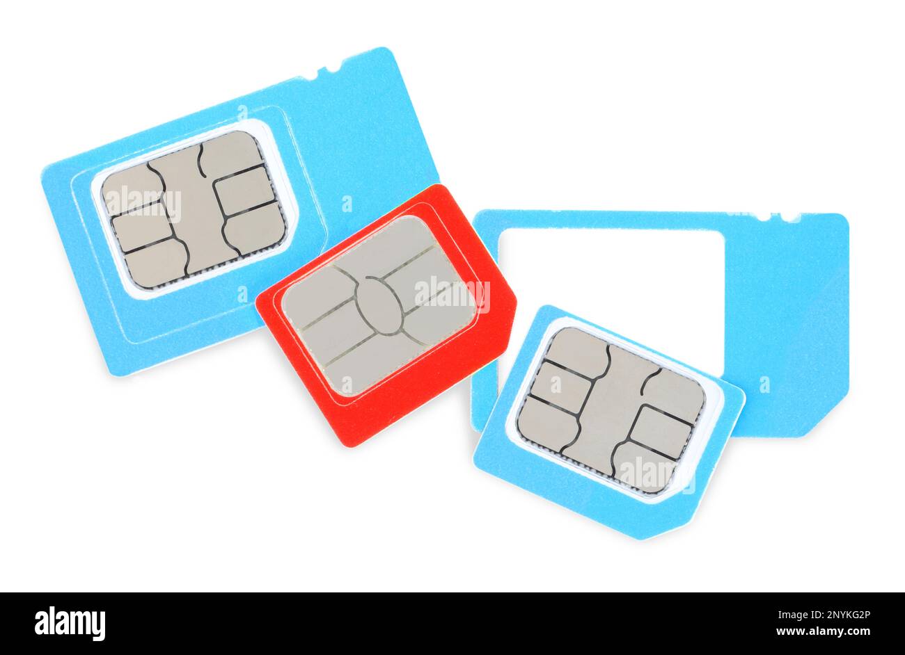 Different SIM cards on white background, top view Stock Photo - Alamy