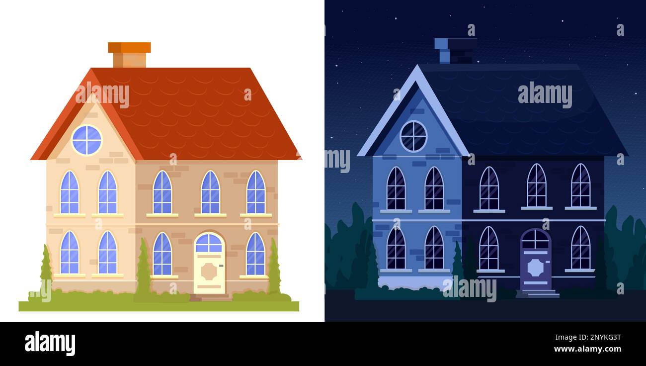 Cute house country, rural with plants elegant windows and stairs in ...