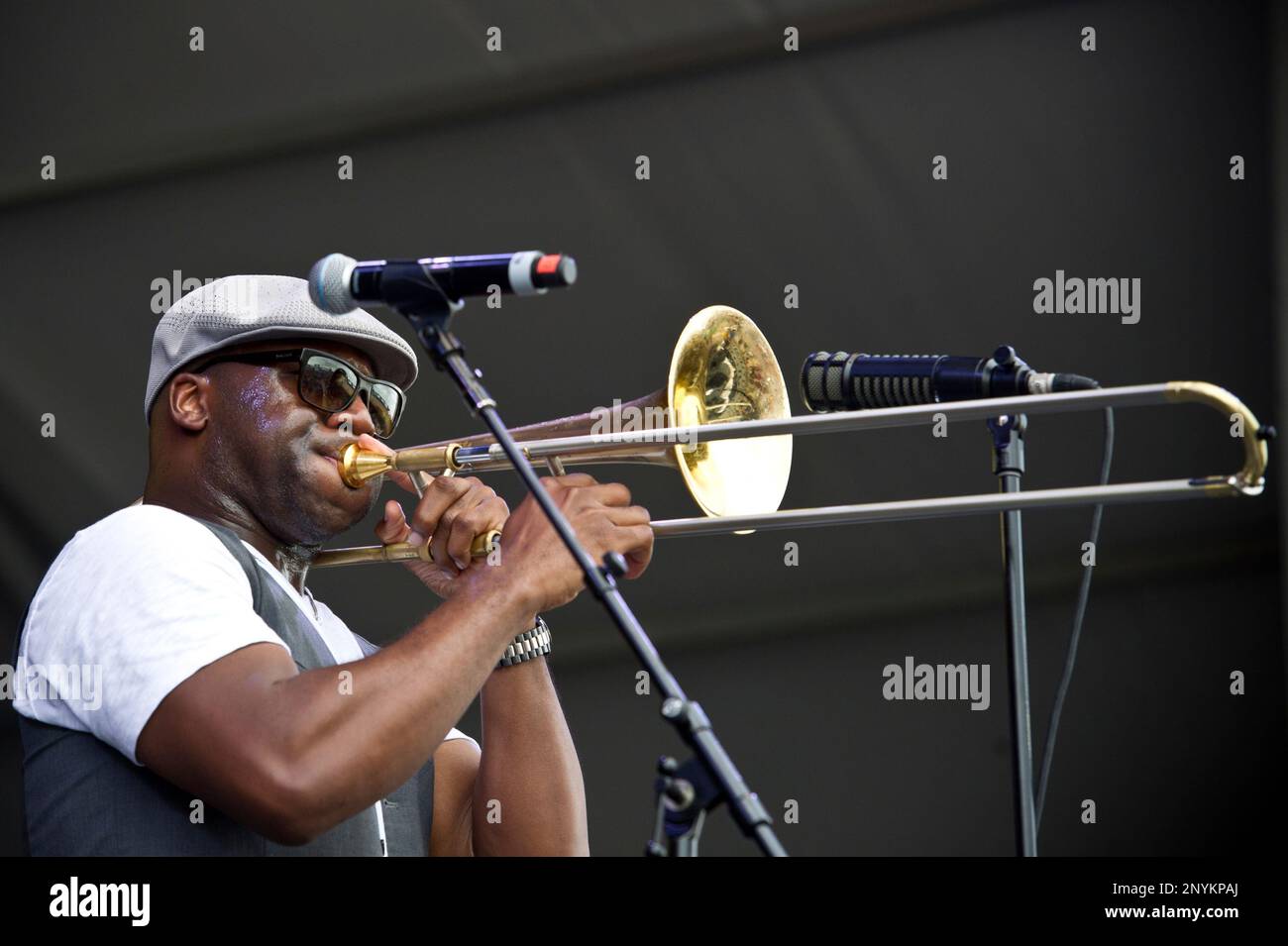 Big Sam of Big Sam's Funky Nation performs during the New Orleans Jazz ...