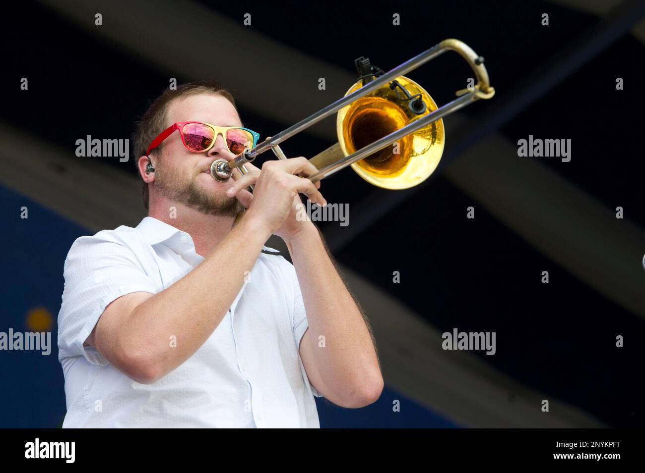 Greg Hicks of Bonerama performs during the New Orleans Jazz & Heritage ...