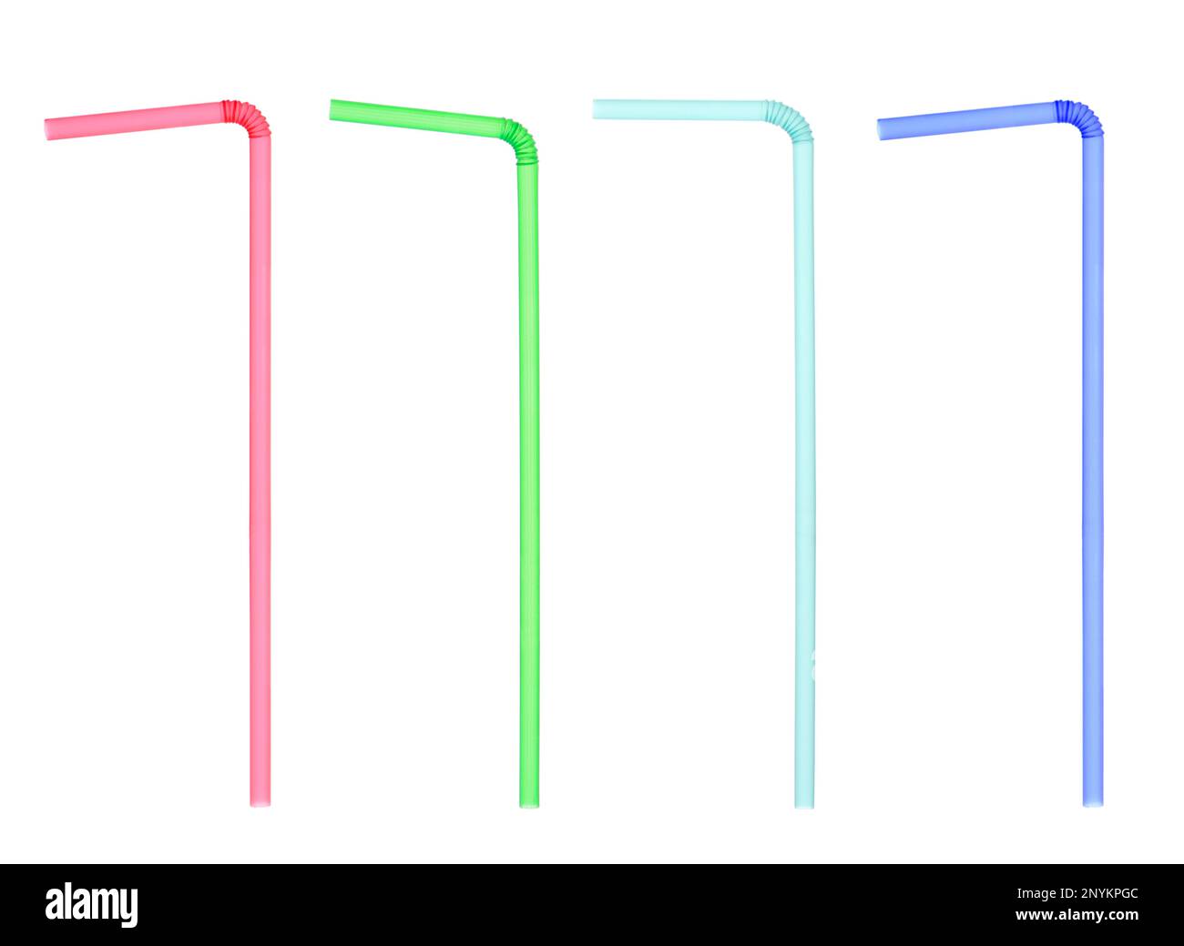 Set with different straws for drinks on white background Stock Photo ...