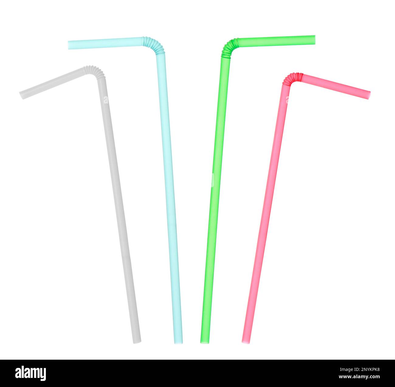 Set with different straws for drinks on white background Stock Photo ...
