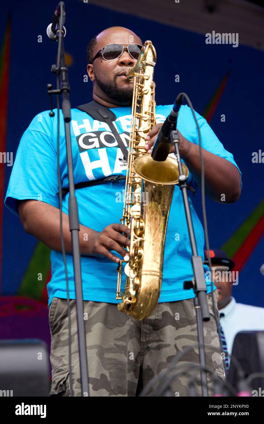 Erion Williams of the Soul Rebels performs during the New Orleans Jazz ...