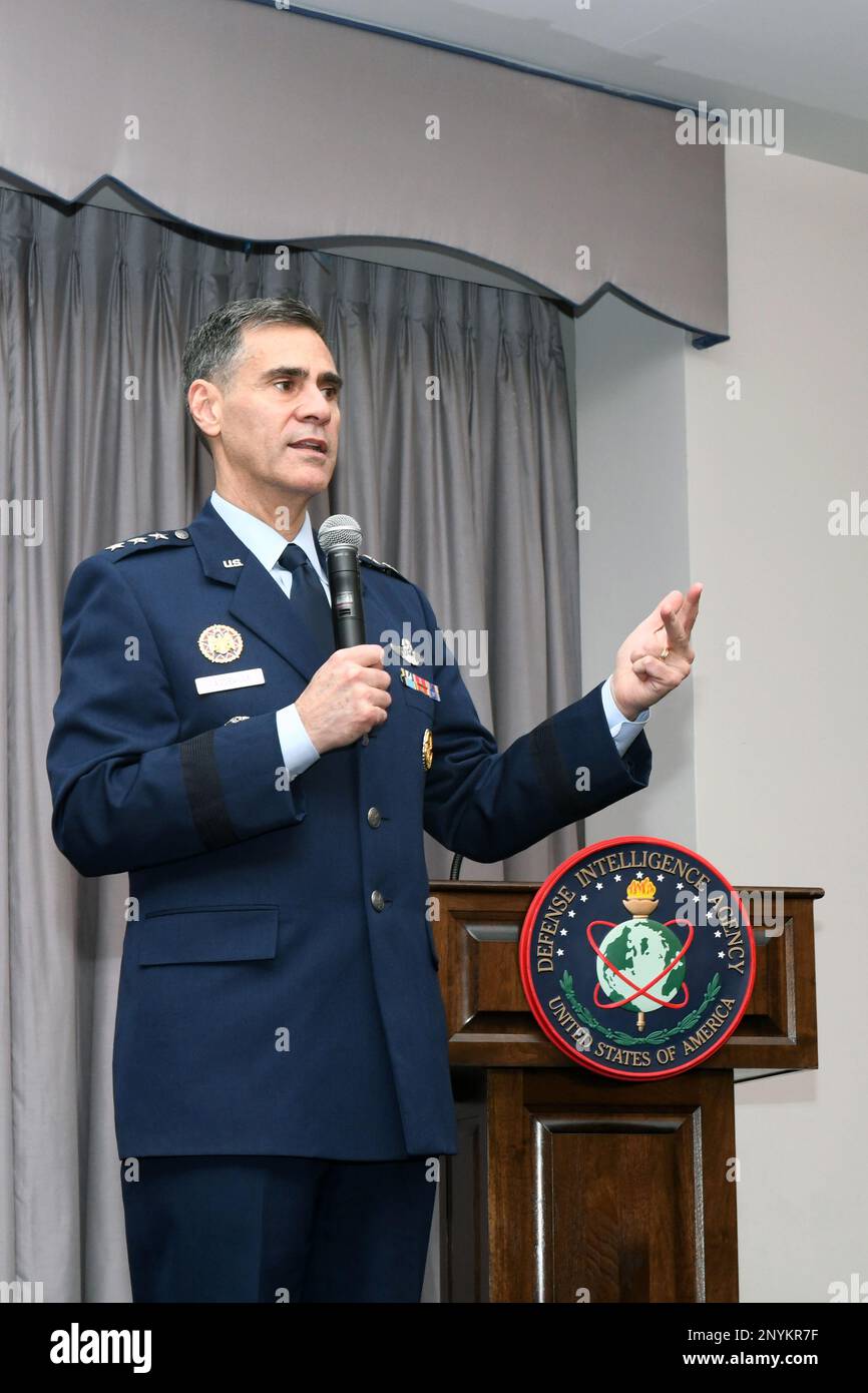 Air Force Lt. Gen. Marc Sasseville, vice-chief, National Guard Bureau, addresses Defense ...
